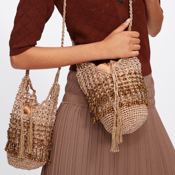 Zara | Bags | Nwt Zara Metallic Thread Bag With Beading | Poshmark